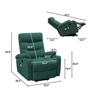 Green Oversized Power Lift Recliner Chairs with Cup Holders Full-body ...
