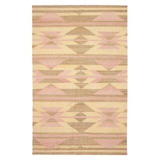 ECARPETGALLERY Flat-Weave Palas Denizli Ivory Jute Kilim - 5'0 x 8'0 ...