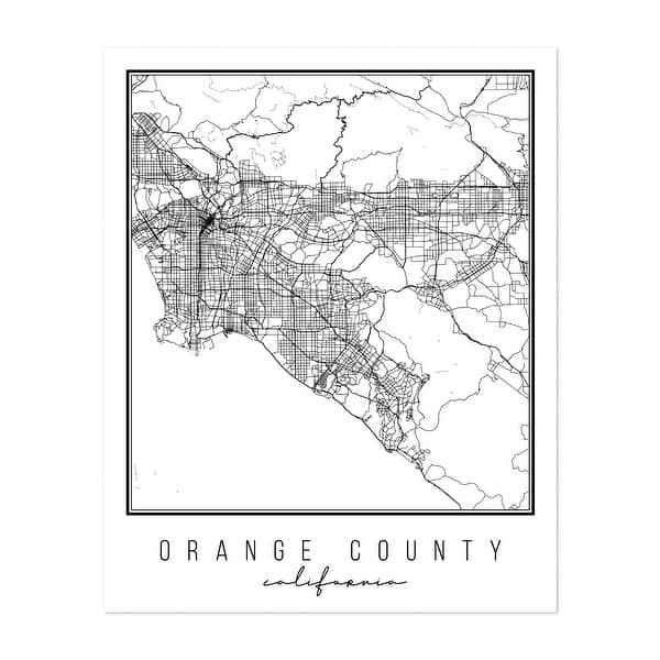 Orange County California Maps Black White Urban Art Print/Poster - Bed ...