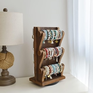2-Sided Rotating Wooden Jewelry Display Stand, Brown Color - S - Bed ...