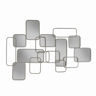 Rectangular Shaped Metal Mirrored Wall Decor With Curved Edges Silver ...