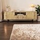 70.9'' Farmhouse TV Stand with Rattan Arched Doors, Drawers and Sliding ...