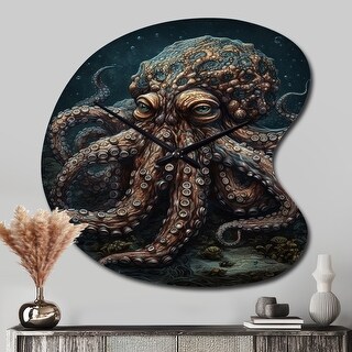 Designart - Brown Octopus Under The Sea - Octopus Large Wall Clock in ...