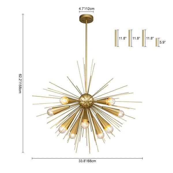 Modern 10-Light Sputnik Sunburst Chandelier - Bed Bath & Beyond - 37366765