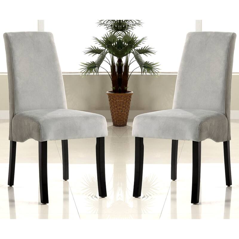 Grey Upholstered Parson Dining Chairs (Set of 2) - Overstock - 37258839