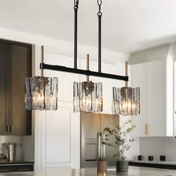 Kasy Modern 3-Light Textured Glass Chandelier Kitchen Island Lights for ...