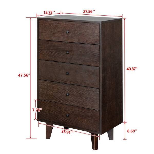Mid-centry Solid Wood and MDF Chest w/5 Drawers - Bed Bath & Beyond ...