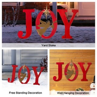 Glitzhome Christmas Metal JOY HOPE Sign Snowmen Yard Stake Wall Sign ...