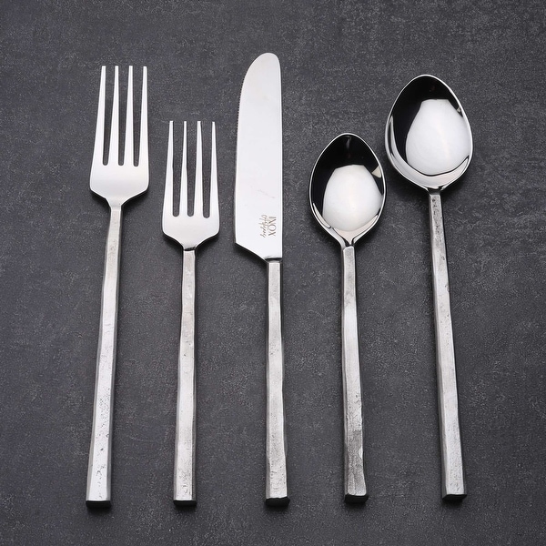 Inox Ridge Design 20-piece Nascent Steel 4-Person Flatware Set - Bed ...
