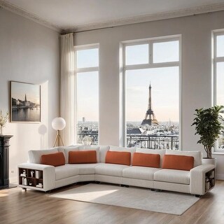 Modular Sectional L-shaped Sofa with Armrest Wooden Frame Locker ...