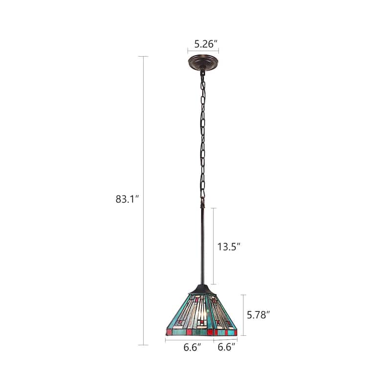 Mission Tiffany-Style 1-Light Blackish Bronze Mini-Pendant 6" Shade ...