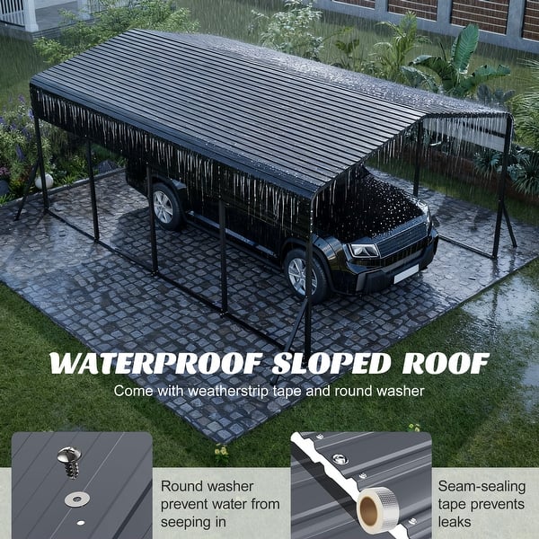 GDFStudio - Penman Heavy-duty Galvanized Steel Hardtop Carport with ...