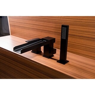 Square Vertical Single Handle Three-Piece Bath Faucet Set with ...