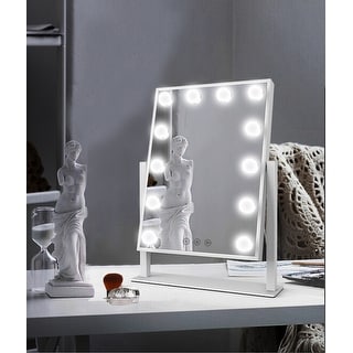 VANITII Large Hollywood Makeup Vanity Mirror with 15 LED Bulbs 3 Lights Adjustable USB Charging ...