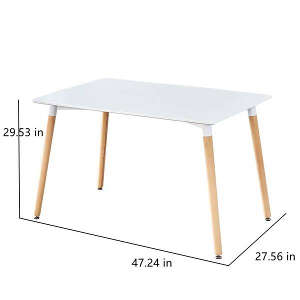 Modern Minimalist Style Dining Table MDF Top Metal Shelf Beech Wood ...