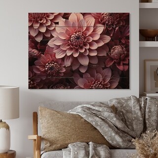 Designart "Pink Mums Mesmerizing I" Floral Print on Natural Pine Wood ...