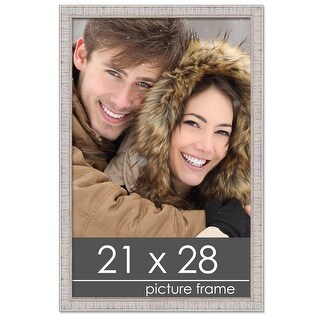 21x28 Distressed/Aged White Complete Wood Picture Frame with UV Acrylic ...