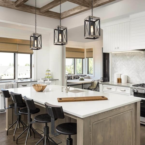 Modern Farmhouse 1-Light Wood Pendant Rustic Island Lights for Dining ...