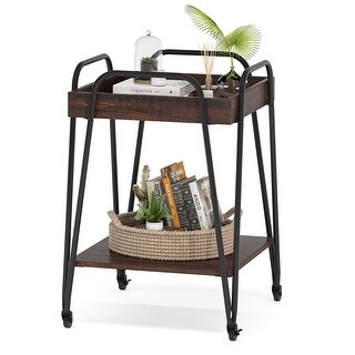 End Table with Storage Shelf, Industrial Nightstand with Removable Top ...