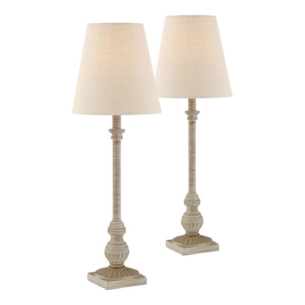 Set of 2 Traditional Buffet Table Lamps Whitewashed Beige Shade - 8" x ...