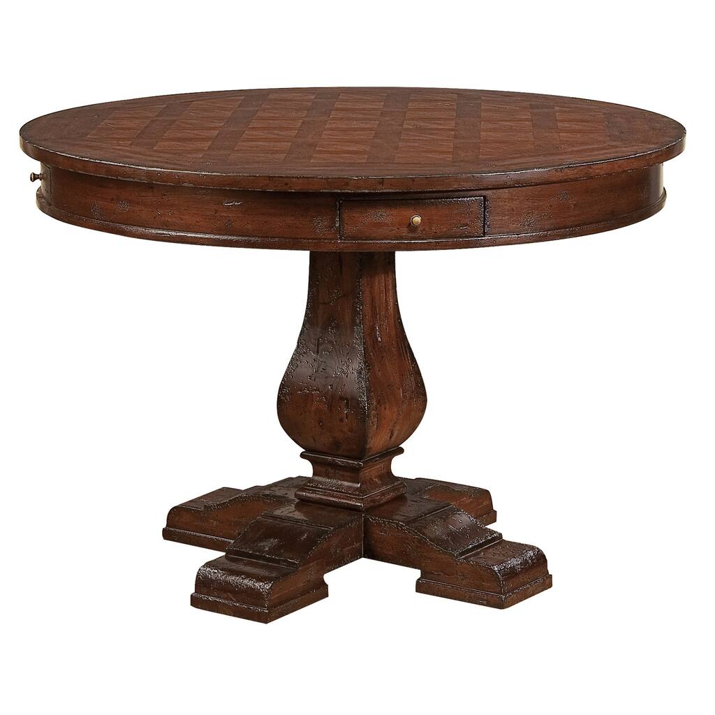 Wood Extendable-height Round Dining Table with Drawers - Overstock ...
