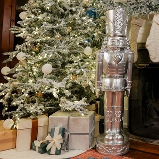Fraser Hill Farm 4-Ft Nutcracker Soldier in Silver - Bed Bath & Beyond ...