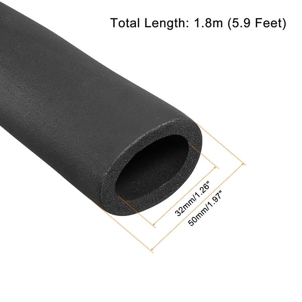 Foam Tubing 32mm ID 50mm OD 1.8m Long HVAC Pipe Insulation Tube Cover ...