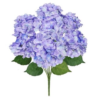 Set of 2 Deluxe Natural-Look Periwinkle Artificial Hydrangea Flower ...