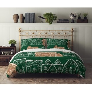 GINGERBREAD VILLAGE EVERGREEN Comforter Set by Kavka Designs - Bed Bath ...