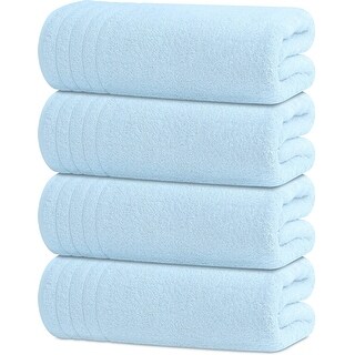 4 Pack Extra Large Bath Towels 30x60 - 100% Cotton, Sky Blue - Bed Bath ...