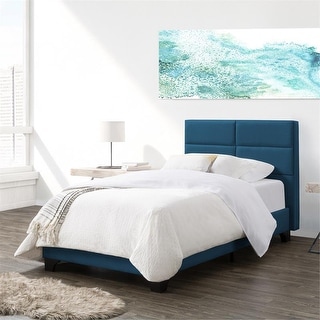 Fabric Rectangle Panel Single/Twin Bed Frame in Ocean Blue - Bed Bath ...
