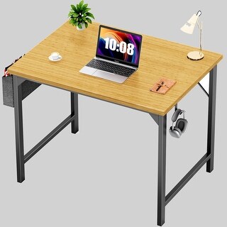 Modern Minimalist Computer Desk with Storage and Durable Iron Frame, 31 ...