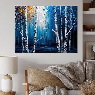 Designart 'Blue Birch Forest I' Landscape Canvas Wall Art - Bed Bath ...