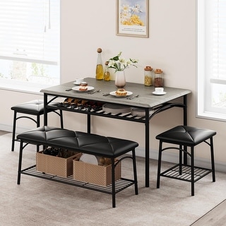Kitchen Table Set with Bench and Stools, Dining Table Set for 4 with ...