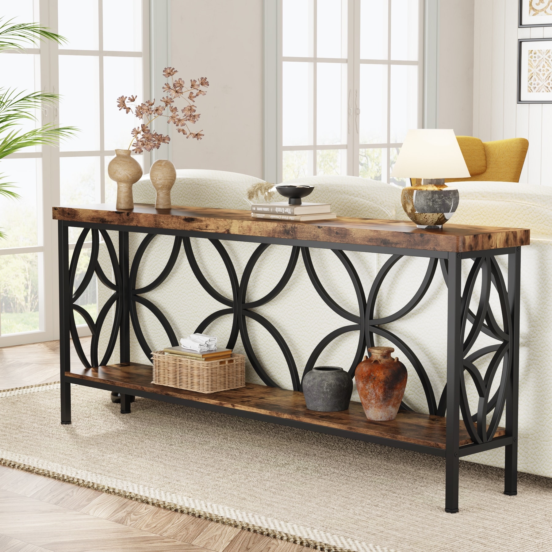 70.9 inch Narrow Long Sofa Table Industrial Style Console Table 70.9 L x 11.8 W