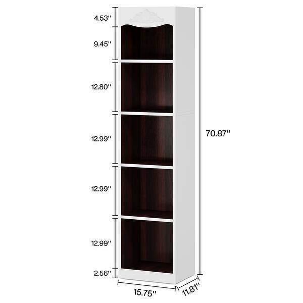 70.87-inch Narrow Tall Open Bookshelf Bookcase Display Stand for Home ...