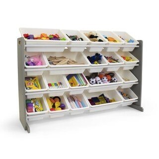 Inspire Extra-Large Storage Organizer w/ 20 Bins, Grey/White - Bed Bath ...