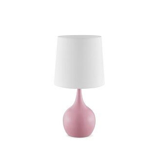 24" Pink Metal Bedside Table Lamp With White Shade - Bed Bath & Beyond ...