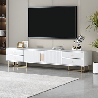 TV Stand for 75+ Inch TVs - Modern Entertainment Center with Wave ...