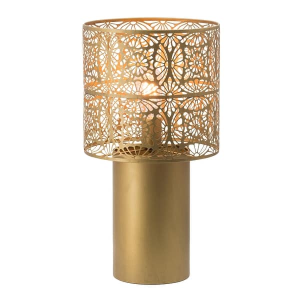 Modern Gold Lattice Iron Square Shade Table Lamp - Bed Bath & Beyond ...