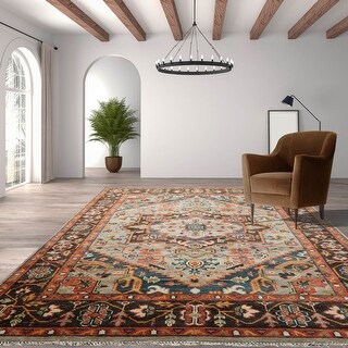 LoomBloom Muted Turkish Oushak Wool Area Rug Mint, Brown Color - 7' 10 ...