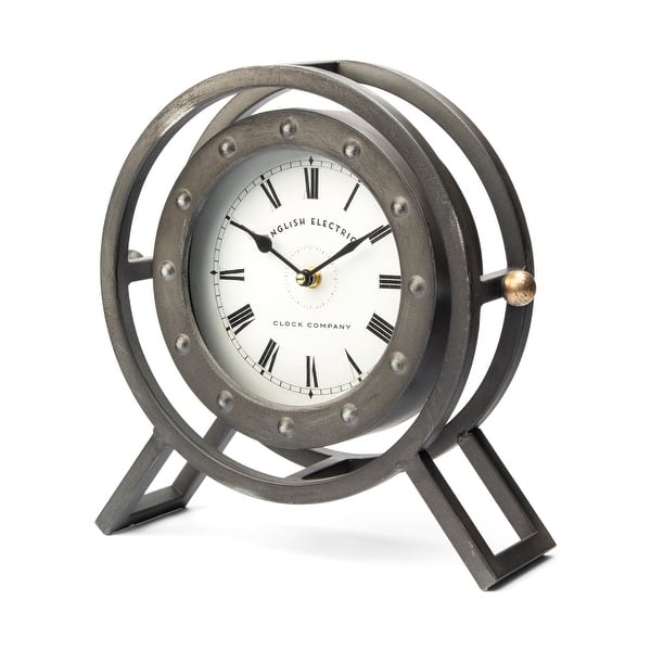 Gaston Black Metal Rotating Table Clock - 11.8L x 3.1W x 11.4H - Bed ...
