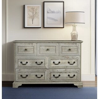 Farmhouse Modern 7-Drawer Horizontal Dresser, Vintage Design, Storage ...