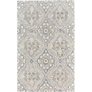 9' X 12' Taupe Blue And Gray Wool Floral Tufted Handmade Stain ...