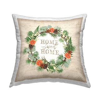 Stupell Sweet Home Vintage Cursive Script Wreath Printed Outdoor Throw ...