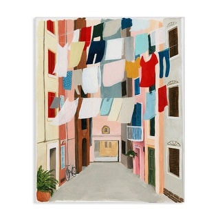 Stupell Colorful Laundry Day Clothes Line Between Apartments Canvas ...