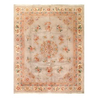 Light Brown Hand Knotted Chines Piking 8' X 10' - 10'3'' x 8' - Bed ...