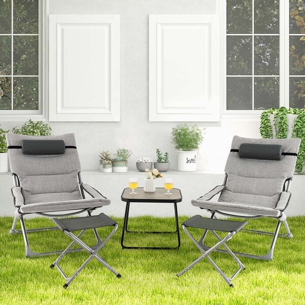 Costway 5pcs Patio Folding Sling Chair Set Ottoman Table Portable See Details Bed Bath Beyond 38155417