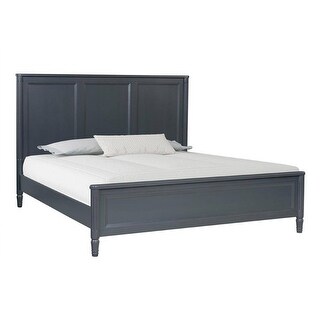 Alta King Size Bed, Classic French Design, Malta Blue Solid Wood Frame ...