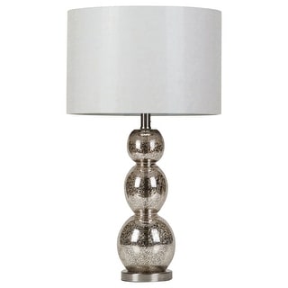 Mineta 27-inch Drum Shade Stacked Table Lamp Distressed Silver - Bed ...